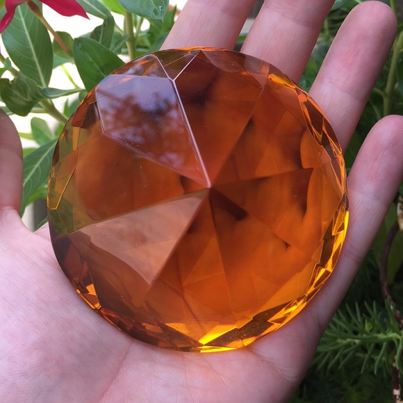 unknown | Accents | Amber Colored Diamond Cut Paperweight | Poshmark